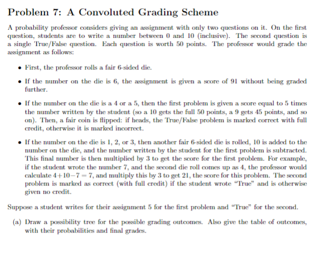 Solved Problem 7: A Convoluted Grading Scheme A probability | Chegg.com