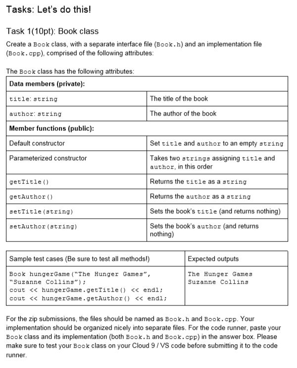 Tasks Let s Do This Task 1 10pt Book Class Create Chegg tasks-let-s-do-this-task-1-10pt-book-class-create-chegg