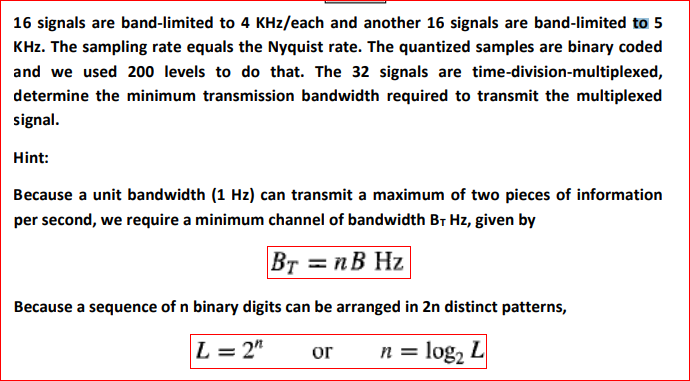 Solved 16 signals are band-limited to 4KHz each and another | Chegg.com