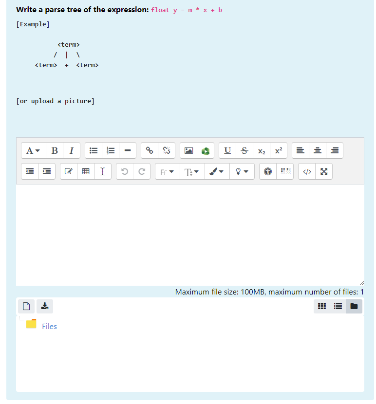 Solved Write a parse tree of the expression: float y = m * x | Chegg.com