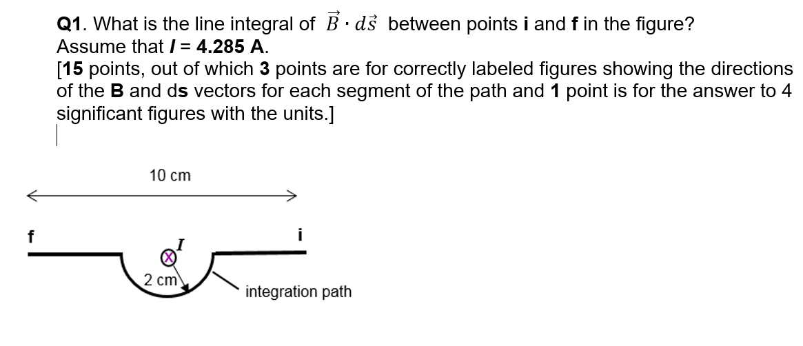 Solved Q1. What is the line integral of B⋅ds between points | Chegg.com