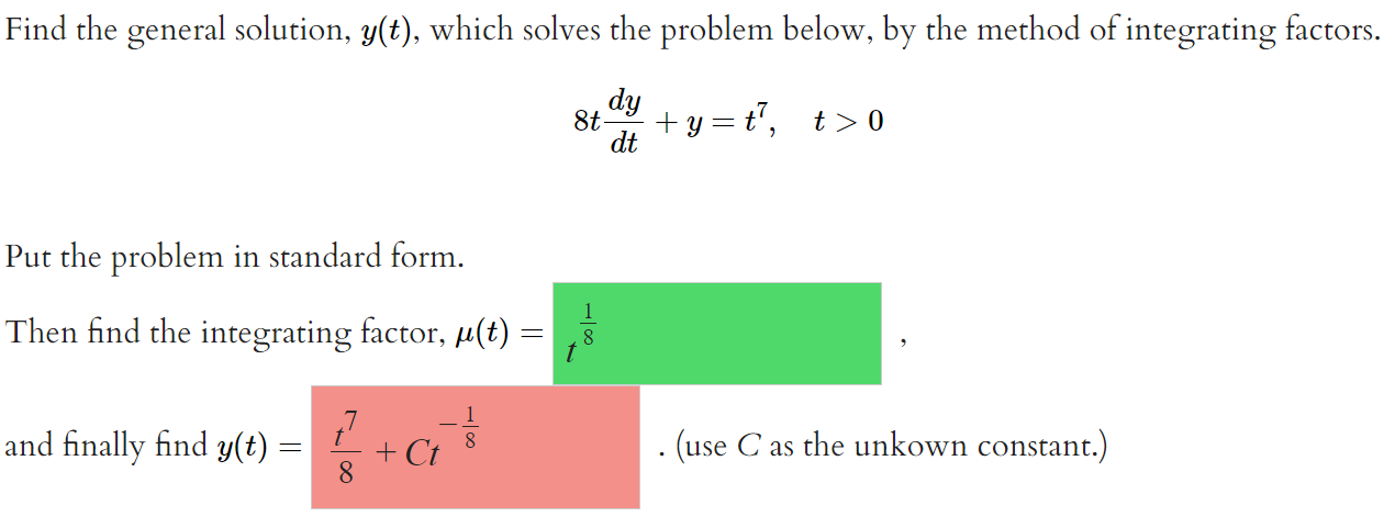 Solved Find the general solution, y(t), ﻿which solves the | Chegg.com