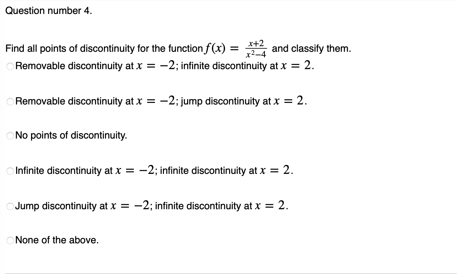 Solved Question number 4.Find all points of discontinuity | Chegg.com