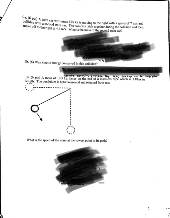 Solved 9a (6 pts) A train car with mass 575 kg is moving to | Chegg.com