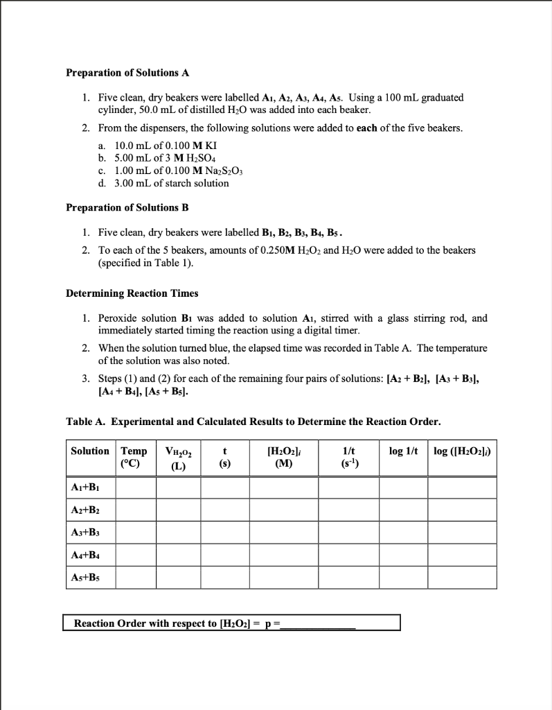 CHEM 115: EXPERIMENT ONE KINETICS OF THE IODINE CLOCK | Chegg.com
