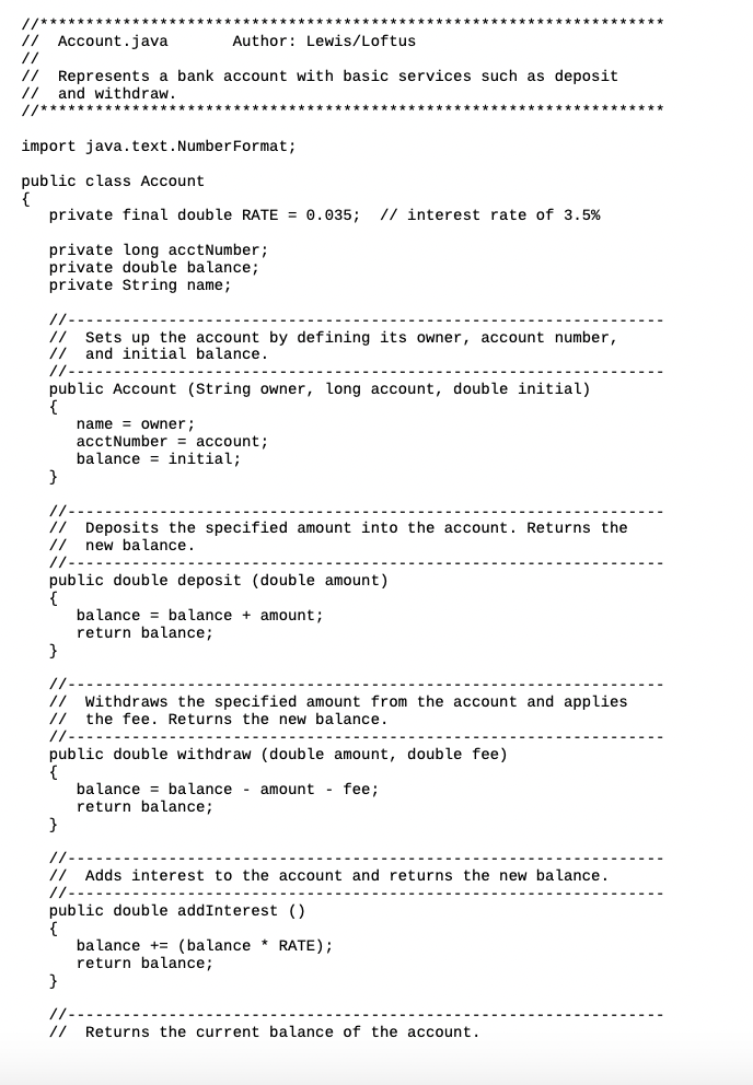 Solved // Transactions.java Author: Lewis/Loftus 1/ // | Chegg.com
