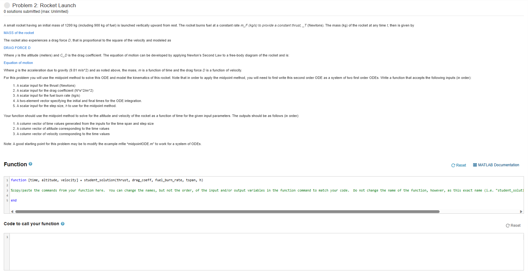 Solved This is a Matlab auto grader assignmentMASS of the | Chegg.com