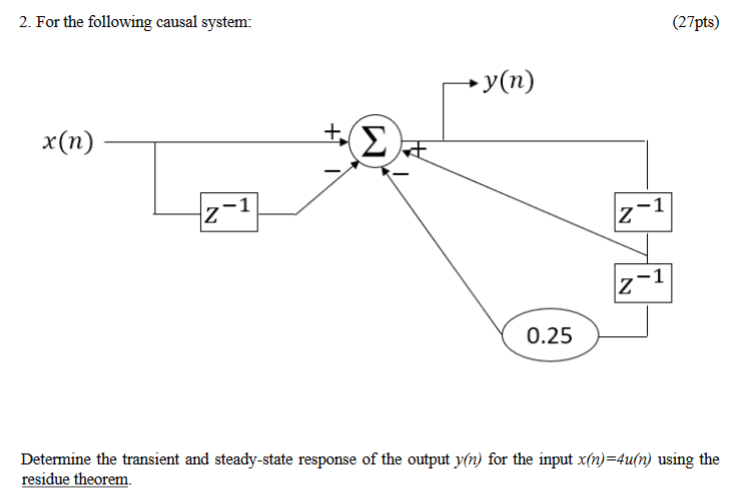 Solved 2. For the following causal system: (27pts) Determine | Chegg.com