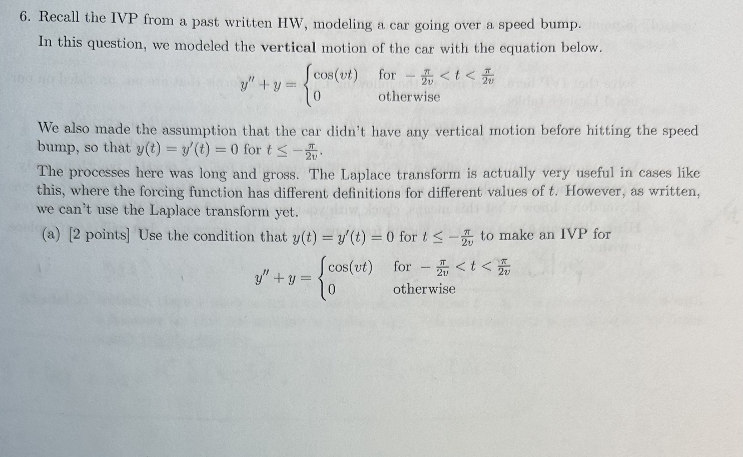 Solved (c) [3 points] Make an analogous IVP that you can use | Chegg.com