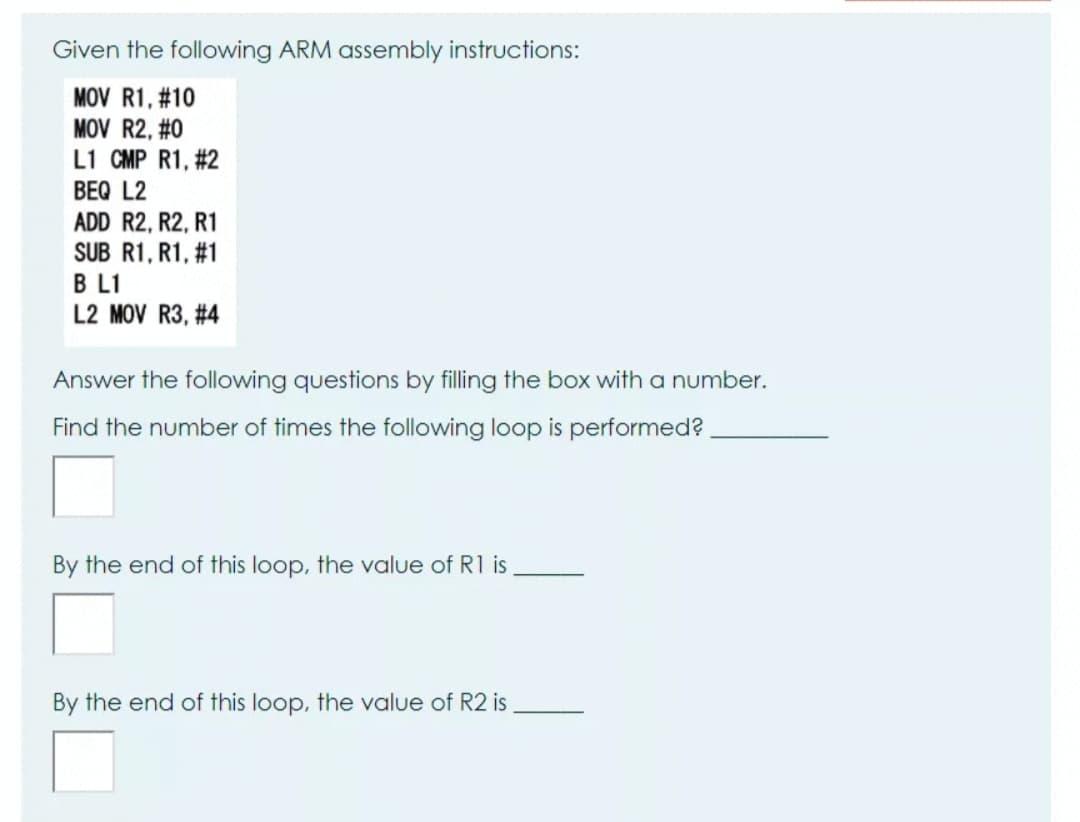 Solved Given the following ARM assembly instructions: MOV | Chegg.com