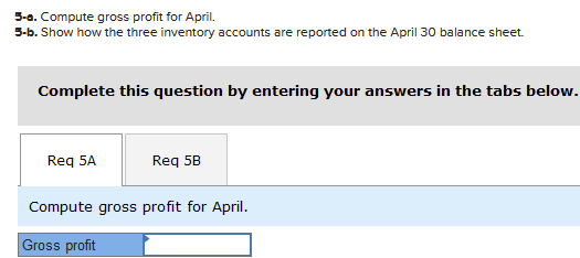 Solved 3-a. Compute gross profit for April. 5-b. Show how | Chegg.com