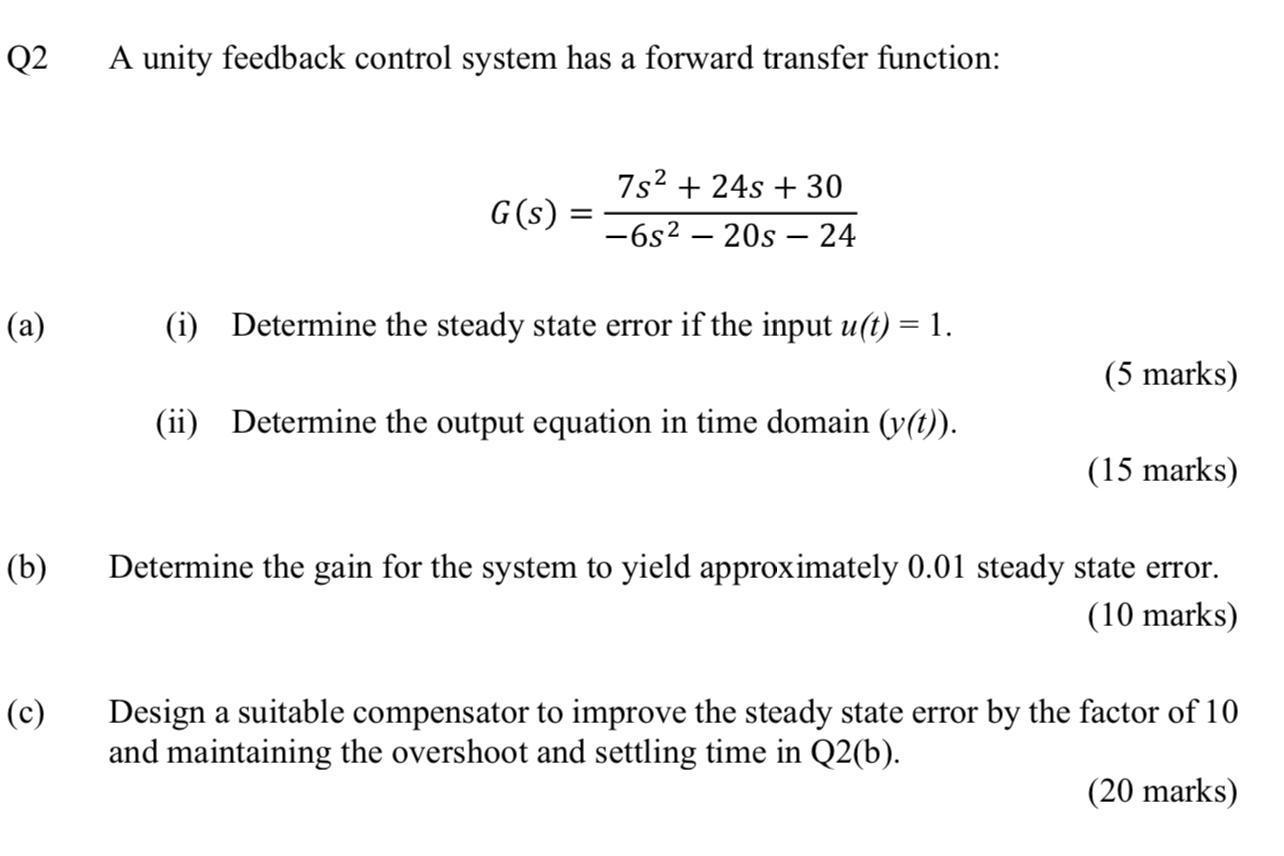 A unity feedback control system has a forward | Chegg.com
