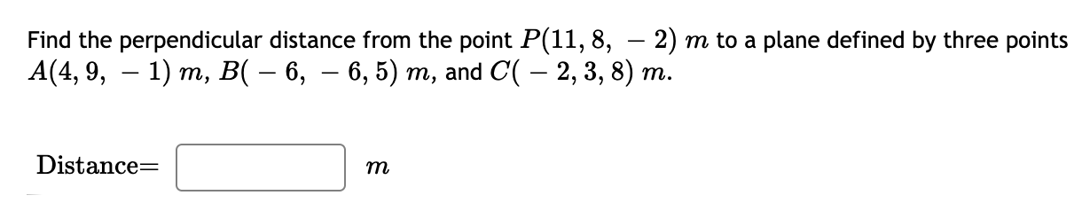 Solved Find the perpendicular distance from the point P to | Chegg.com