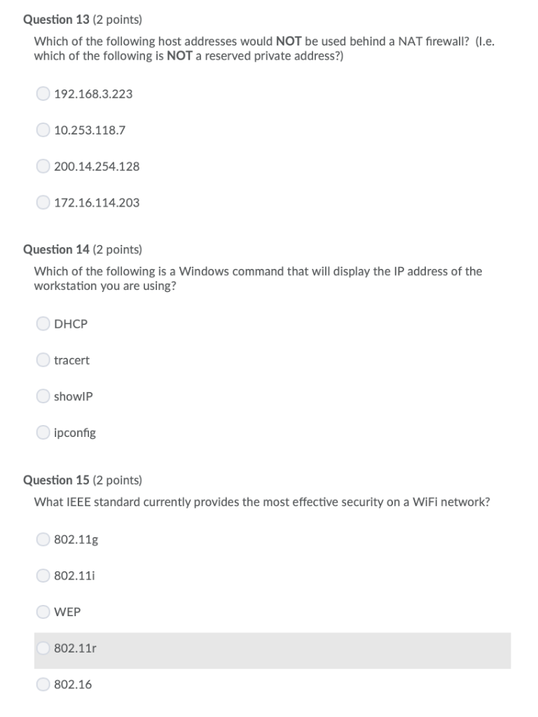 Solved Question 9 (2 points) What is the broadcast address | Chegg.com