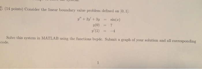Solved 2. (14 points) Consider the linear boundary value | Chegg.com