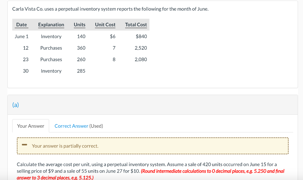 Solved Carla Vista Co. uses a perpetual inventory system | Chegg.com