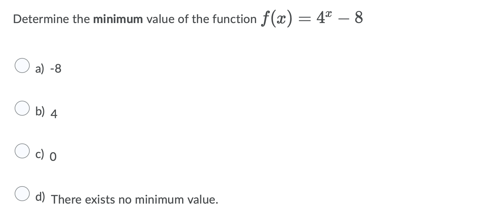 Solved Determine the minimum value of the function f(x) = 42 | Chegg.com
