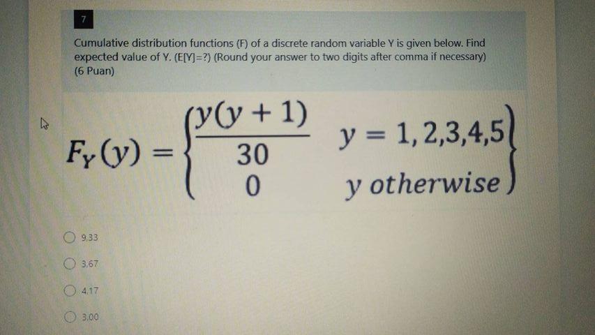 Solved Cumulative distribution functions (F) of a discrete | Chegg.com