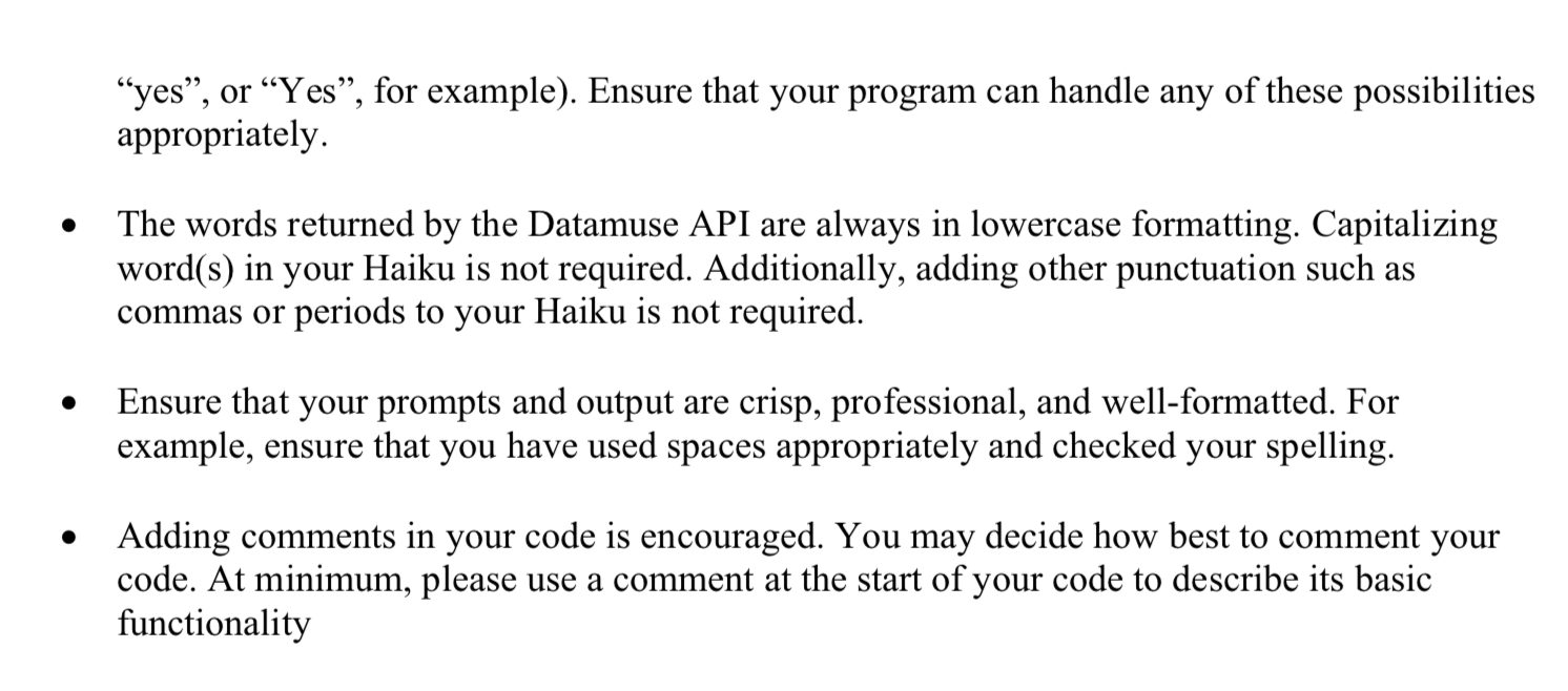 Your Assignment Is To Use The Datamuse API To Gene... | Chegg.com