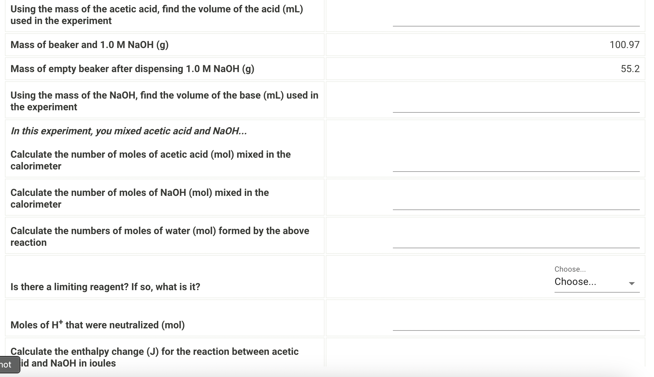 Solved Part A: Enthalpy of neutralization Report Table 1. | Chegg.com