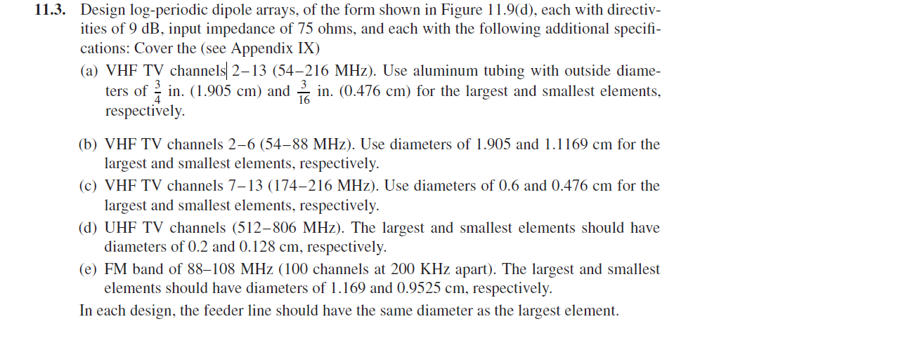 1.3. Design log-periodic dipole arrays, of the form | Chegg.com