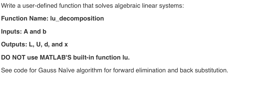 Solved Write a user-defined function that solves algebraic | Chegg.com