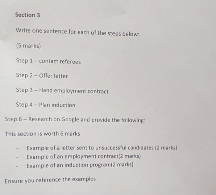 Solved Section 3 Write one sentence for each of the steps | Chegg.com