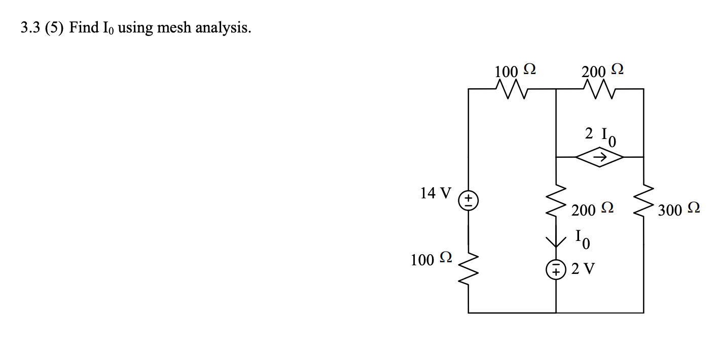 Solved 3.3 (5) Find I0 using mesh analysis. | Chegg.com