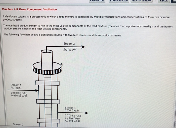 Solved Problem 4.8 Three Component Distillation A | Chegg.com