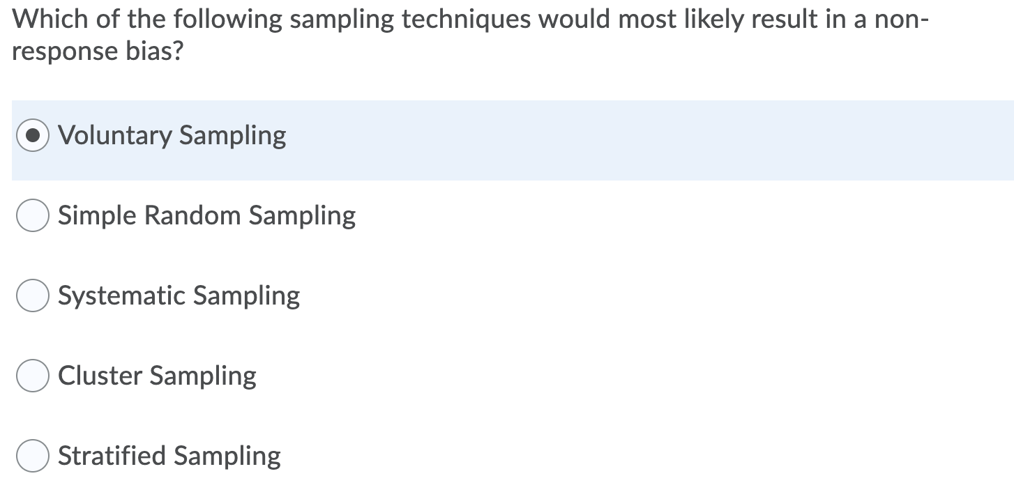 Solved Which of the following sampling techniques would most | Chegg.com