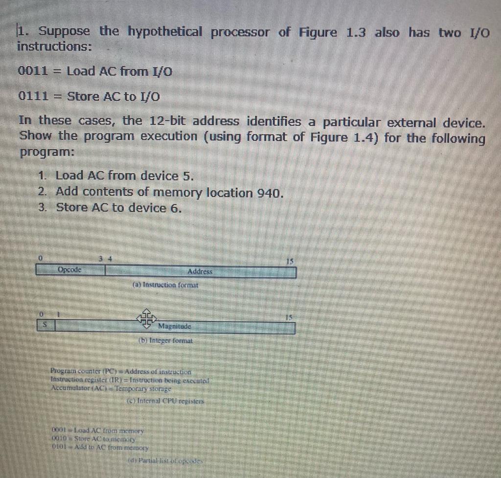 Solved 1. Suppose the hypothetical processor of Figure 1.3 | Chegg.com