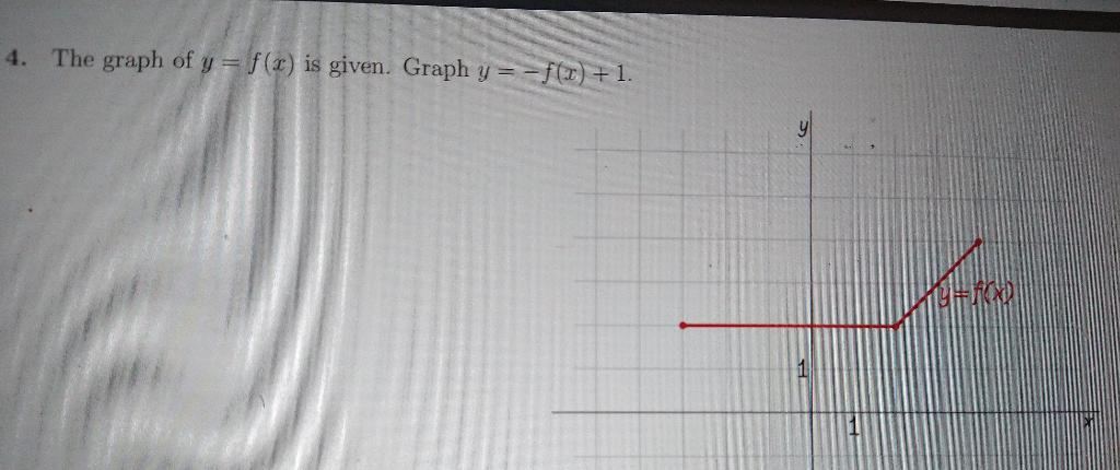Solved 4. The graph of y=f(x) is given. Graph y=−f(x)+1. | Chegg.com Solved 4. The graph of y=f(x) is given. Graph y=−f(x)+1. | Chegg.com