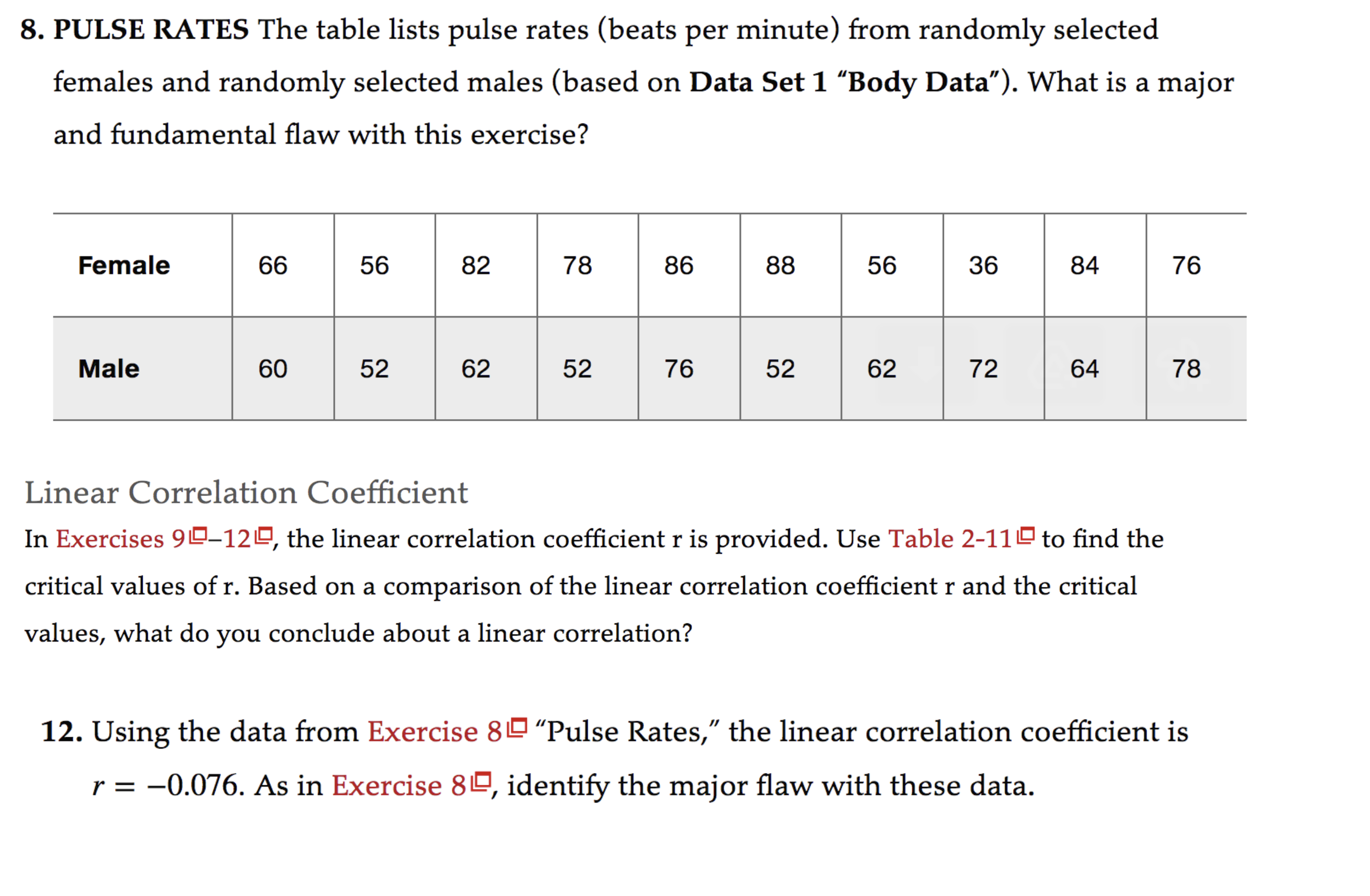 Solved 3. PULSE RATES The table lists pulse rates (beats per | Chegg.com