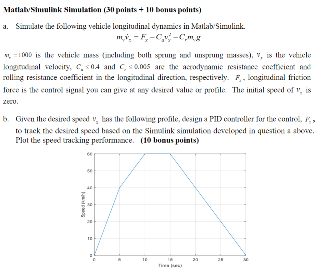 Solved Matlab/Simulink Simulation ( 30 points +10 bonus | Chegg.com