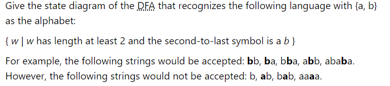 Solved Give the state diagram of the DFA that recognizes the | Chegg.com
