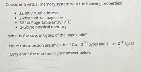 Solved Consider a virtual memory system with the folowing | Chegg.com