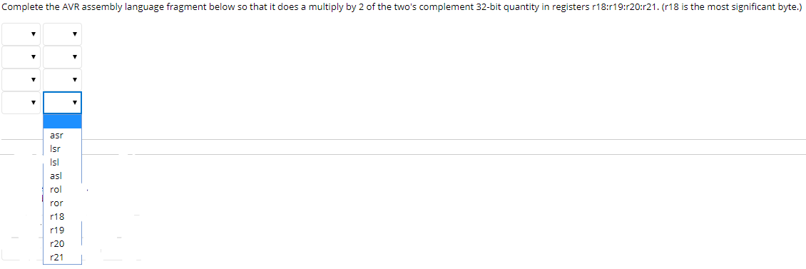 Solved Complete the AVR assembly language fragment below so | Chegg.com