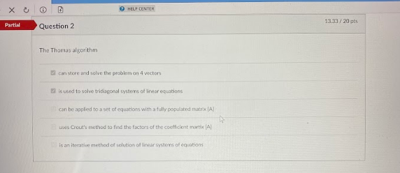 Solved Question 2The Thomas algorithmcan store and solve the | Chegg.com