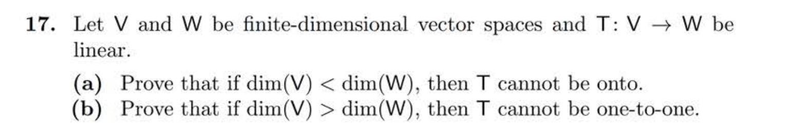 Solved 17. Let V and W be finite-dimensional vector spaces | Chegg.com