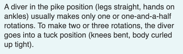 Solved A diver in the pike position (legs straight, hands on | Chegg.com