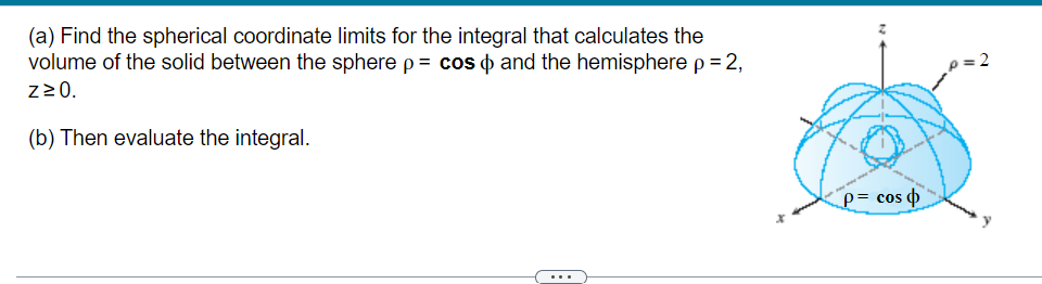 Solved (a) Find the spherical coordinate limits for the | Chegg.com