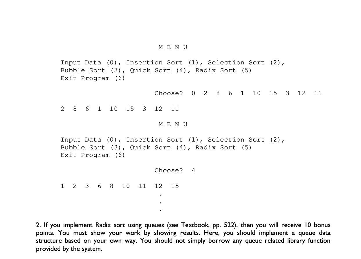 Solved Please implement Radix sort using queues. Please code | Chegg.com