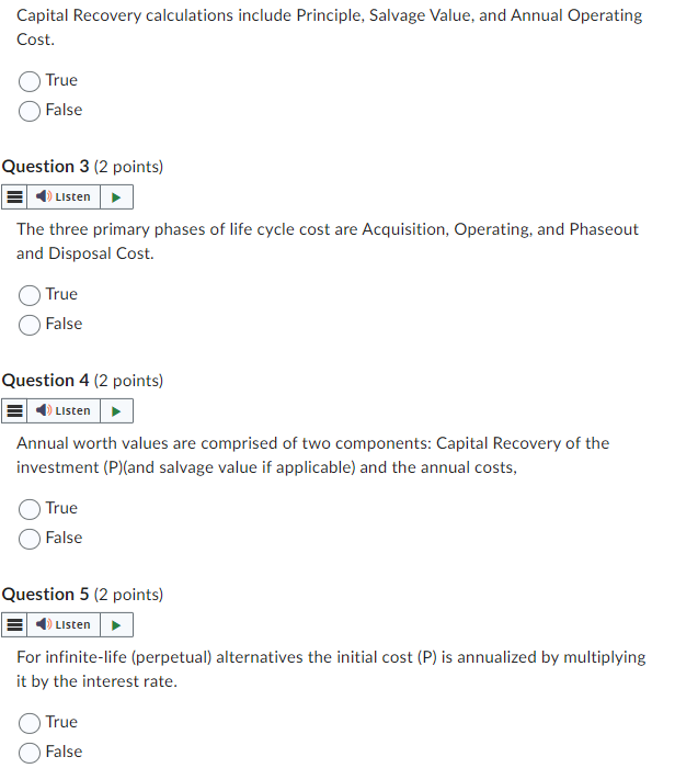 Solved Capital Recovery calculations include Principle, | Chegg.com