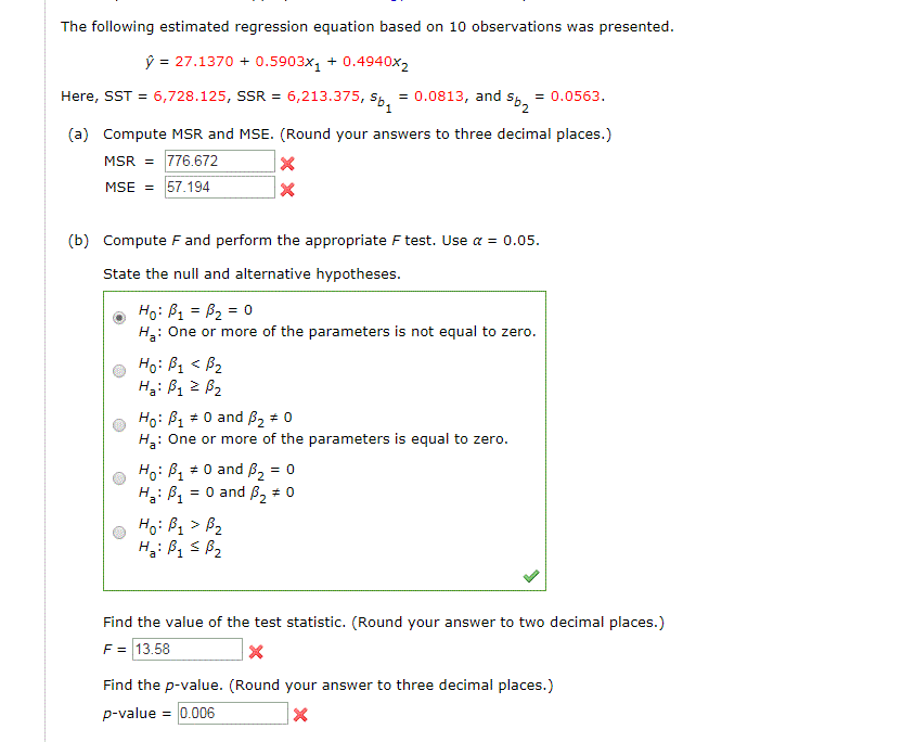 Solved The following estimated regression equation based on | Chegg.com