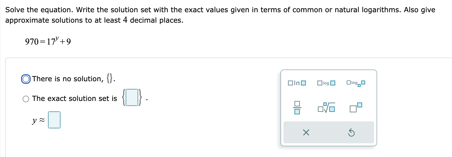 Solved Solve the equation. Write the solution set with the | Chegg.com