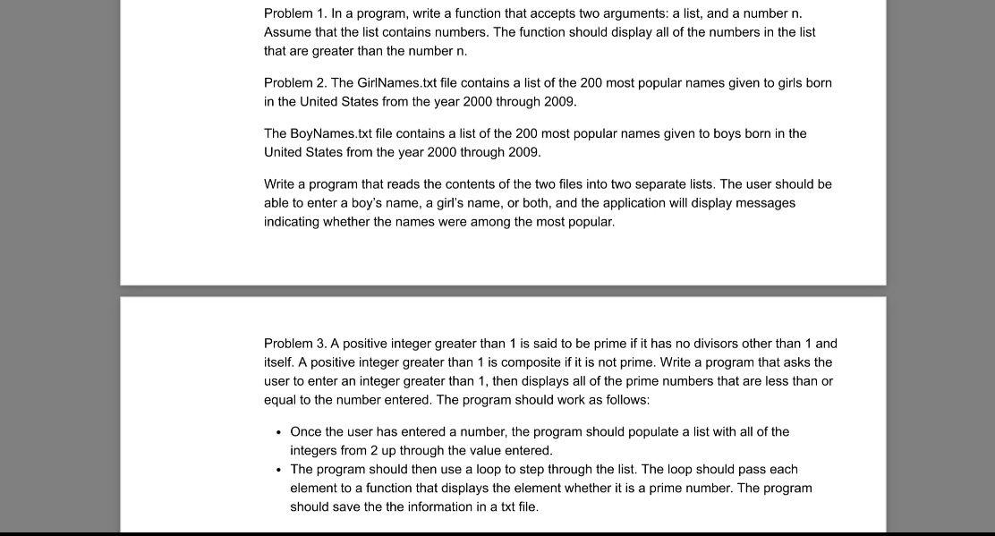 Solved Problem 1. In a program, write a function that | Chegg.com
