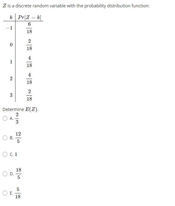 Solved Z is a discrete random variable with the probability | Chegg.com