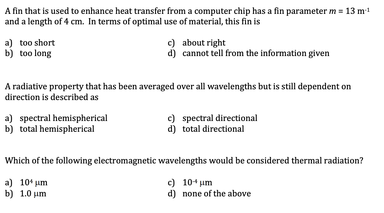 Solved A fin that is used to enhance heat transfer from a | Chegg.com