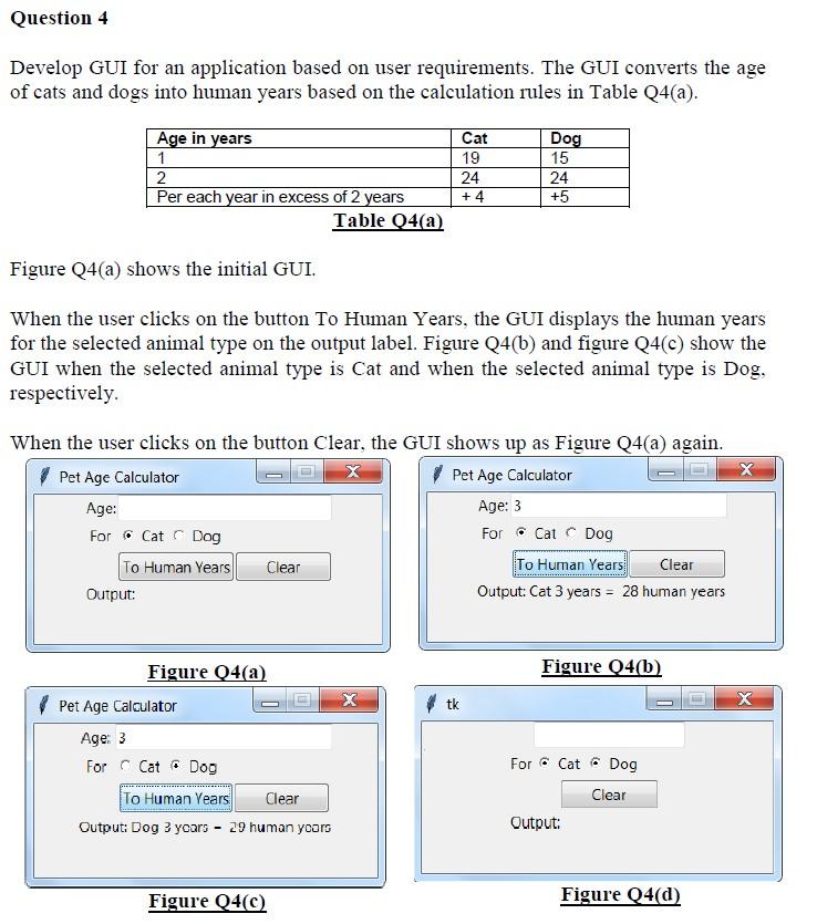 Solved Question 4 Develop GUI for an application based on | Chegg.com