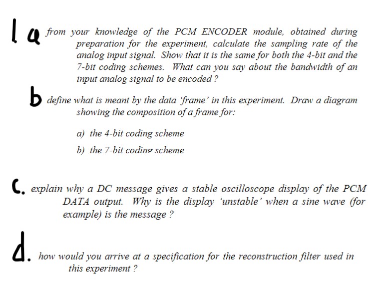 Solved 0 from your knowledge of the PCM ENCODER module, | Chegg.com